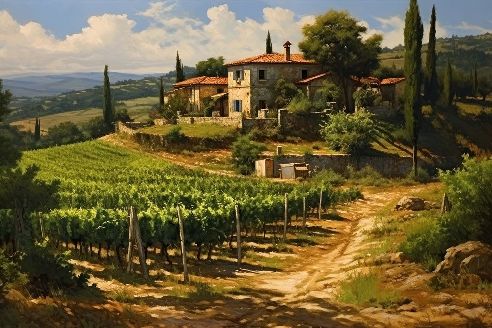 Rustic winery field and compound | Free Photo Illustration - rawpixel