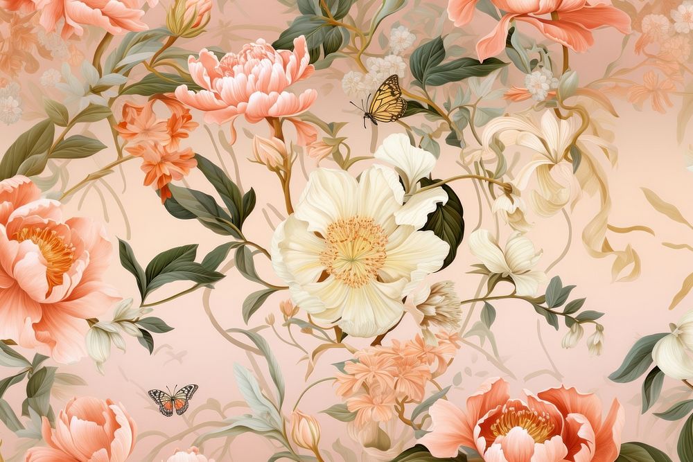 Floral wallpaper flower pattern plant. | Premium Photo Illustration ...