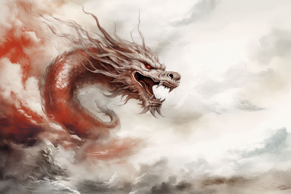 Dragon drawing cloud outdoors. | Premium Photo Illustration - rawpixel