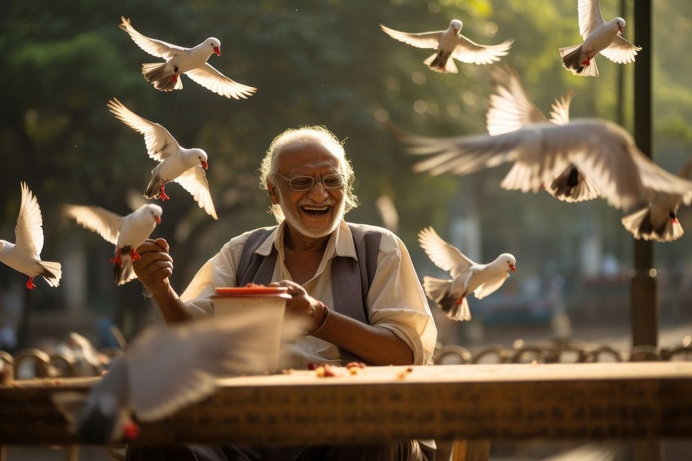 Indian senior man bird animal | Free Photo - rawpixel