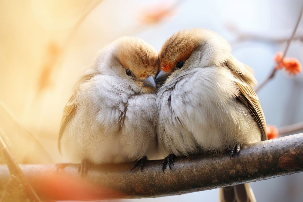 Birds cuddling sparrow animal beak | Free Photo - rawpixel