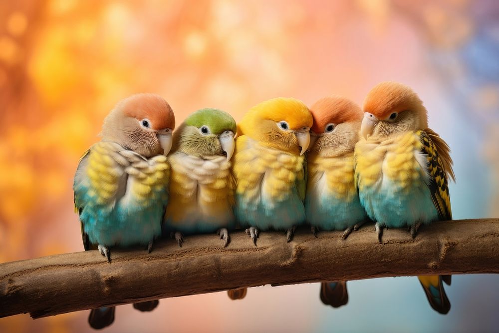 Five birds cuddling animal parrot | Free Photo - rawpixel
