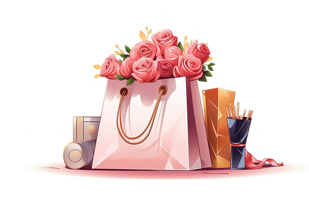 Shopping bag flower plant rose. | Free Photo Illustration - rawpixel