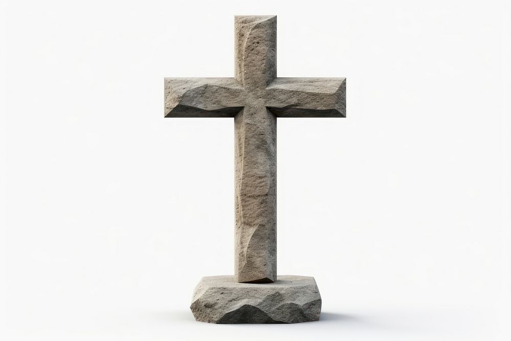 Cross symbol stone white background. | Premium Photo Illustration ...