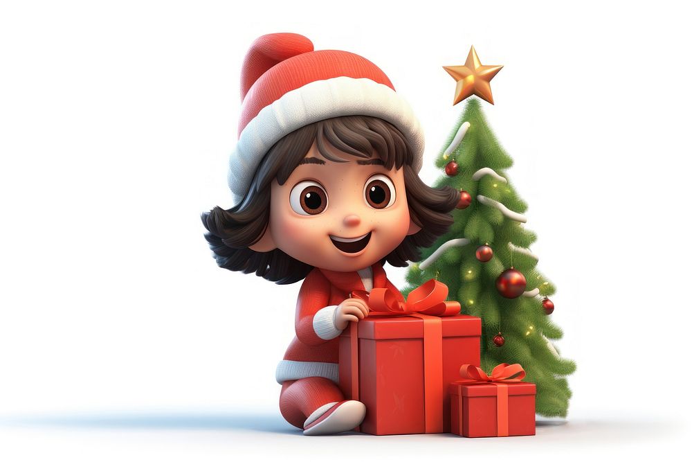Christmas cartoon tree representation. | Premium Photo Illustration ...