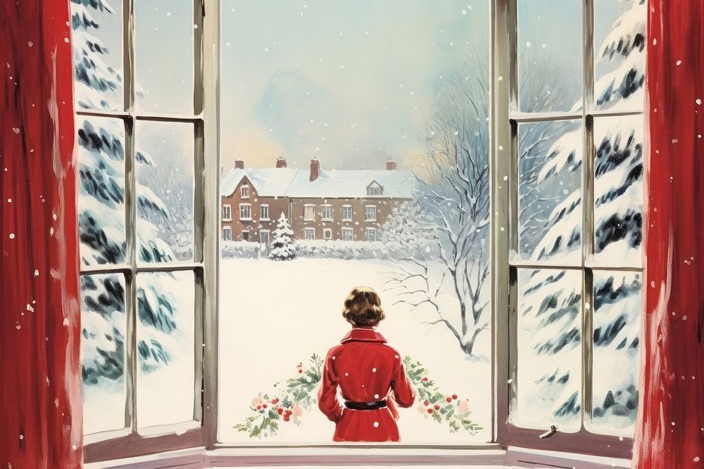 Window snow christmas winter. | Premium Photo Illustration - rawpixel