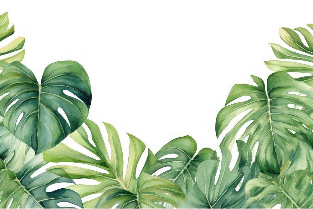 Monstera leaf border backgrounds nature | Free Photo Illustration ...