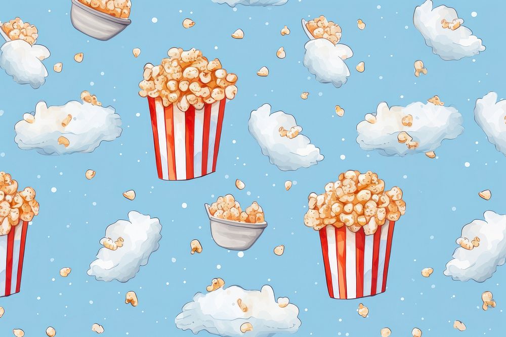 Popcorn backgrounds pattern snack. AI | Free Photo Illustration - rawpixel