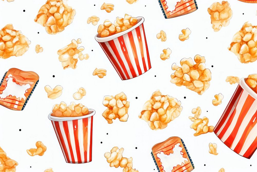 Popcorn backgrounds pattern snack. | Free Photo Illustration - rawpixel