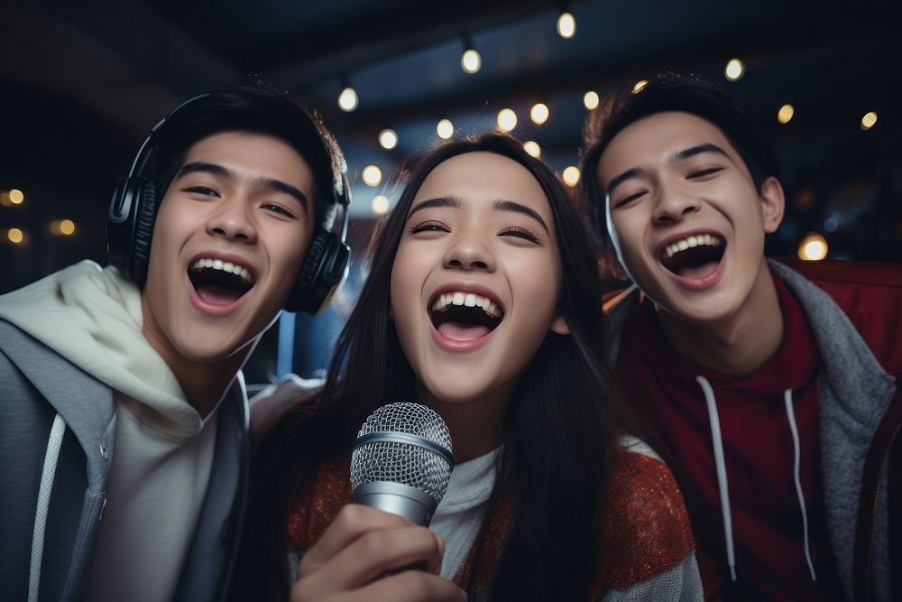 Filipino teenage friends karaoke laughing | Premium Photo - rawpixel