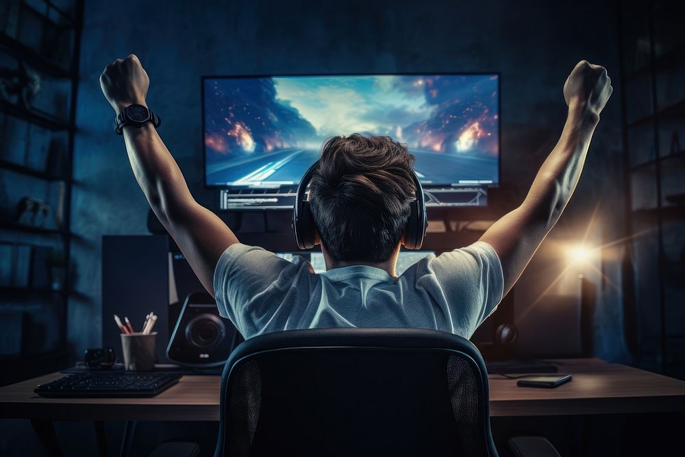 ESports gamer computer sitting adult. | Premium Photo - rawpixel
