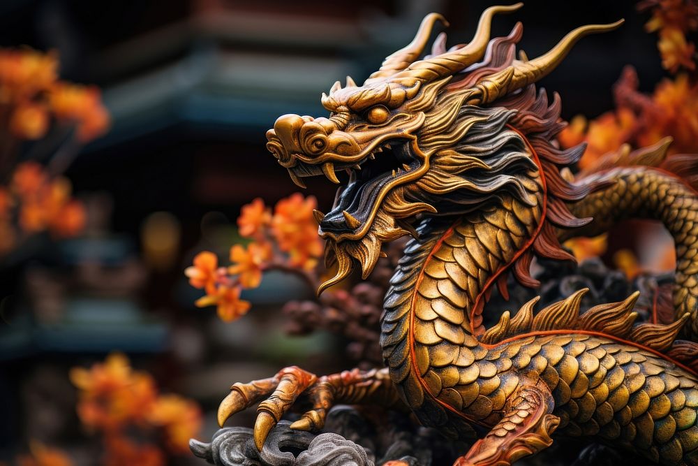 Chinese dragon statue spirituality representation | Premium Photo ...