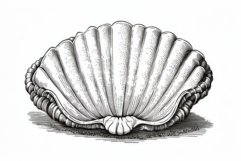 Yummy scallop sketch seashell drawing. | Premium Photo Illustration ...