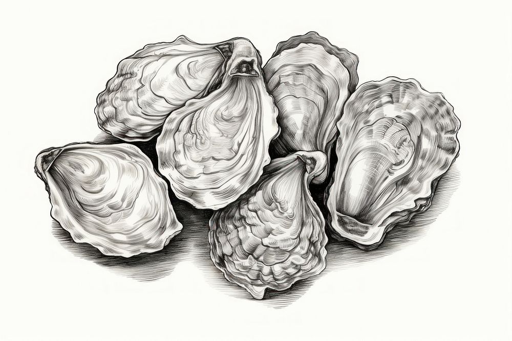 Minimal oysters sketch drawing food. | Free Photo Illustration - rawpixel
