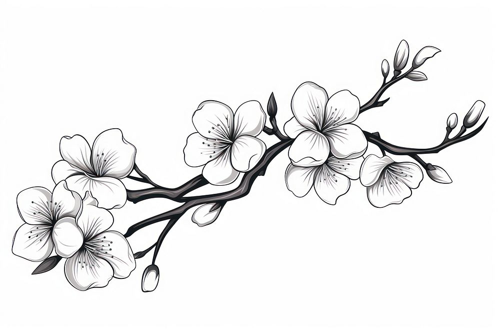 Plum Blossoms blossom drawing flower | Free Photo Illustration - rawpixel