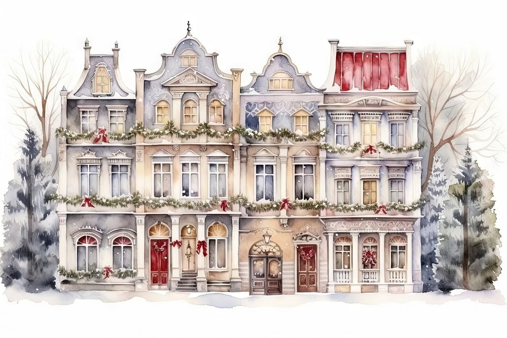 Christmas townhouse architecture building mansion. | Free Photo ...