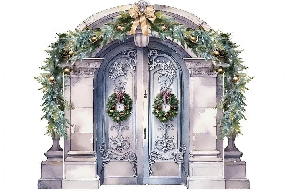 Christmas decorations architecture door gate | Premium Photo ...