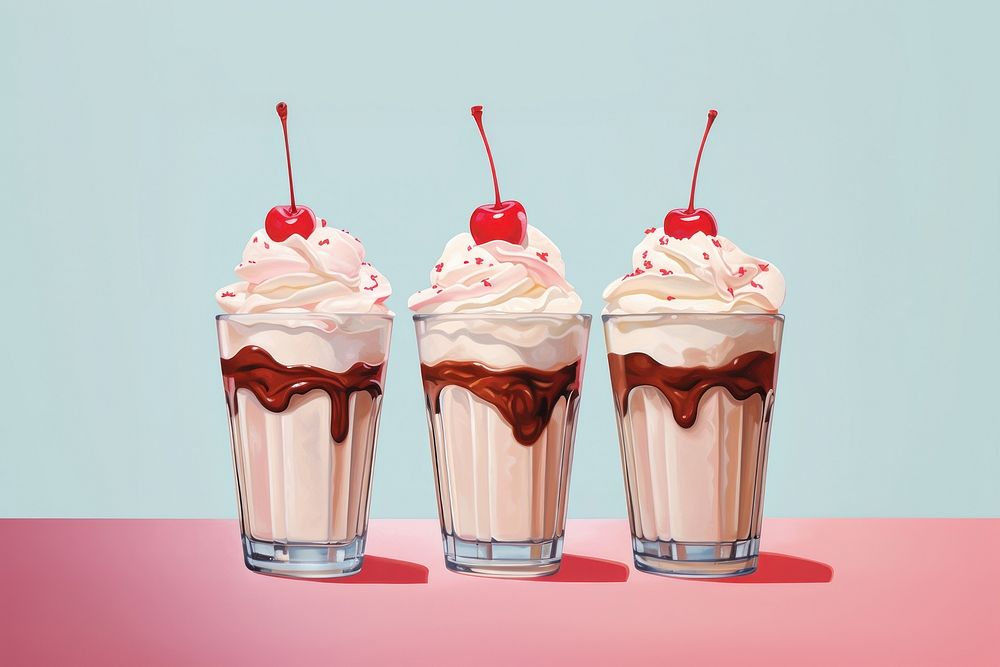 Milkshake dessert sundae cherry. AI | Free Photo Illustration - rawpixel