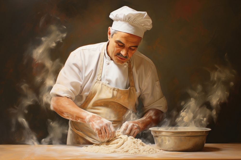 Chef making pasta adult concentration | Premium Photo Illustration ...