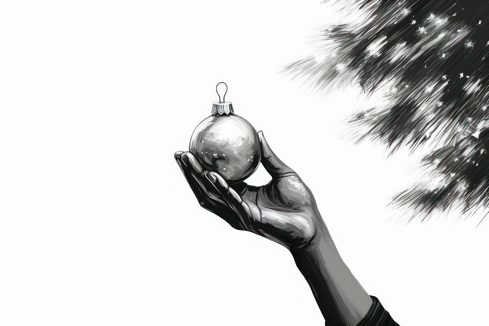 Decorating christmas tree drawing sketch | Free Photo Illustration ...