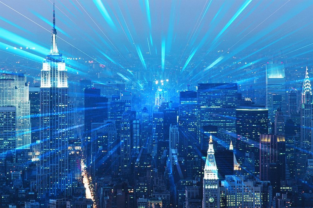 Night buildings photo digital lights | Premium Photo - rawpixel