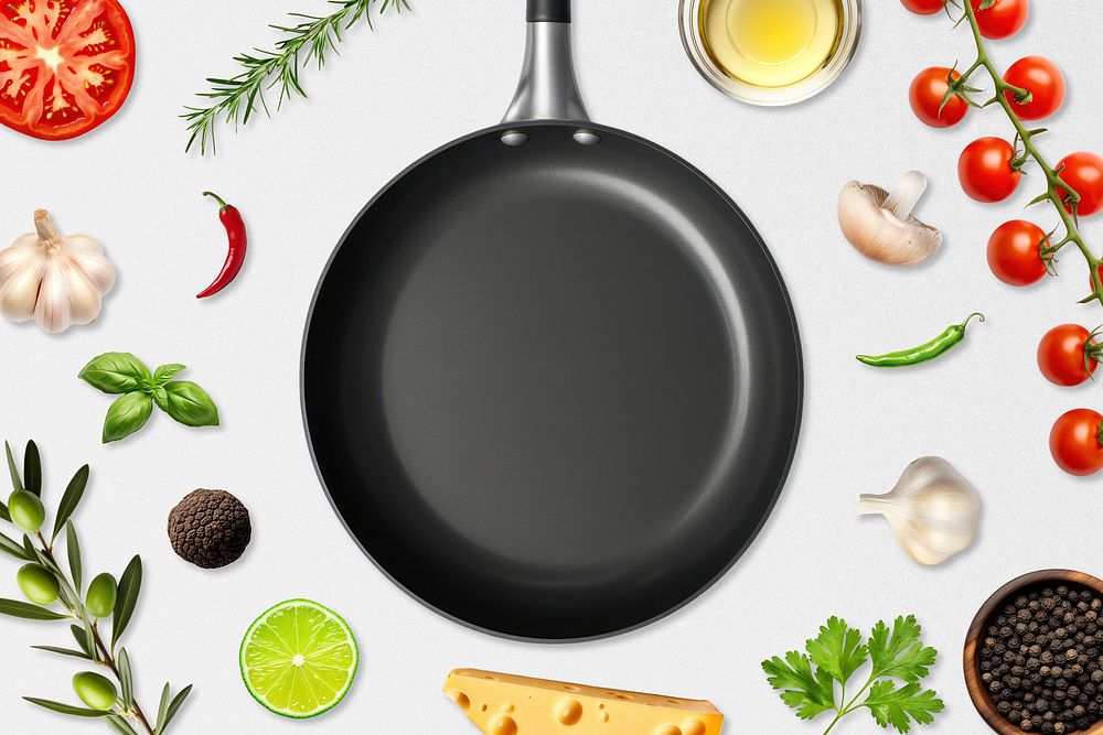 Frying pan and food ingredients | Premium Photo - rawpixel