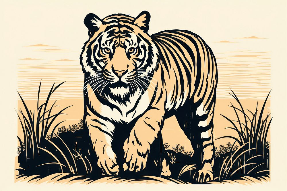 Tiger wildlife drawing animal. AI | Free Photo Illustration - rawpixel