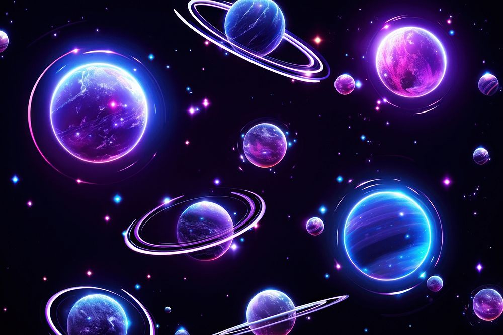 Aesthetic neon Solar System astronomy | Free Photo Illustration - rawpixel