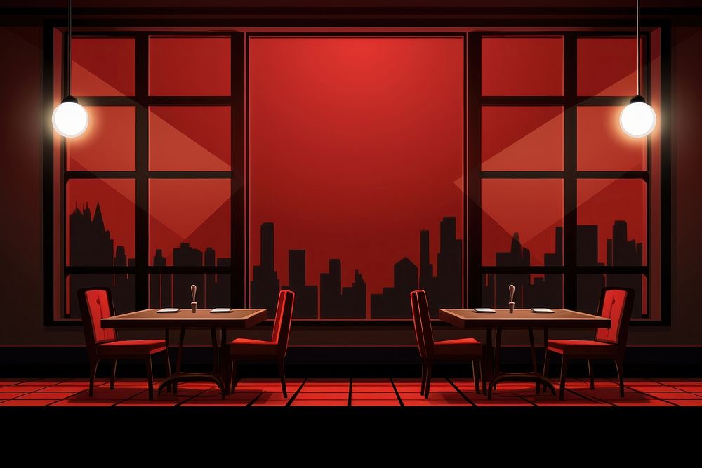 Red dining architecture restaurant furniture. | Premium Photo ...