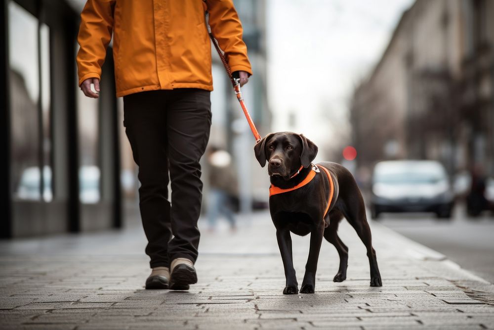 Guide dog wearing cane walking | Free Photo - rawpixel