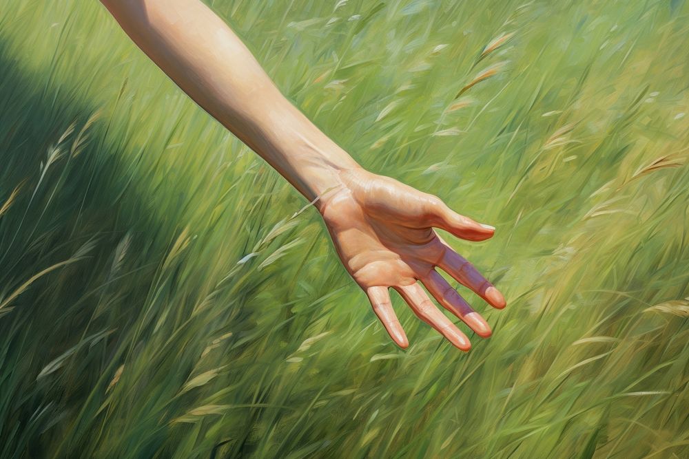 Grass hand touching plant. AI | Free Photo Illustration - rawpixel