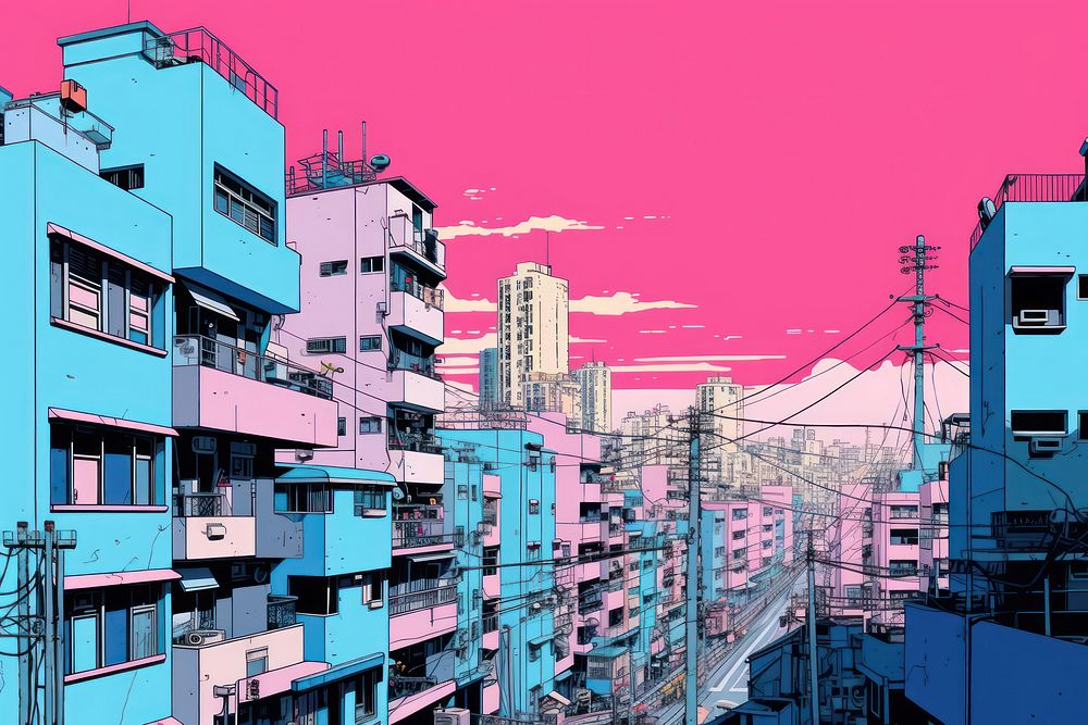 japanese home city architecture cityscape. | Premium Photo Illustration ...