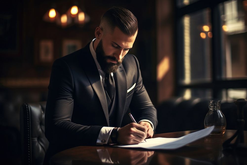 Business man writing paper adult. | Free Photo - rawpixel