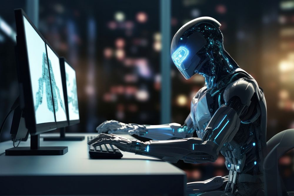 Artificial intelligence futuristic computer monitor. | Premium Photo ...