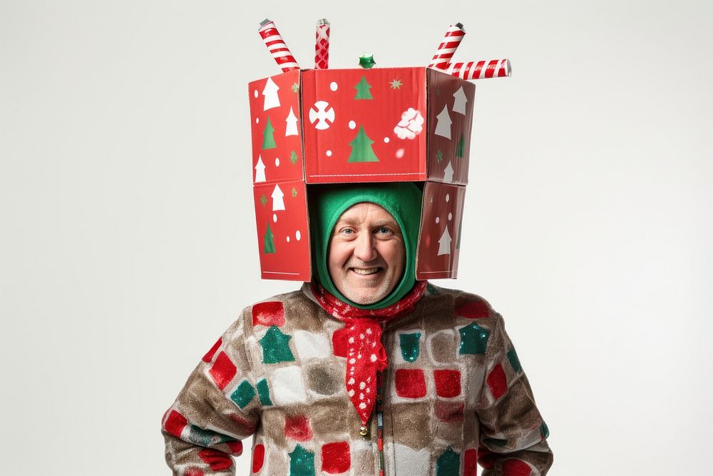 Christmas gift box costume portrait | Free Photo - rawpixel