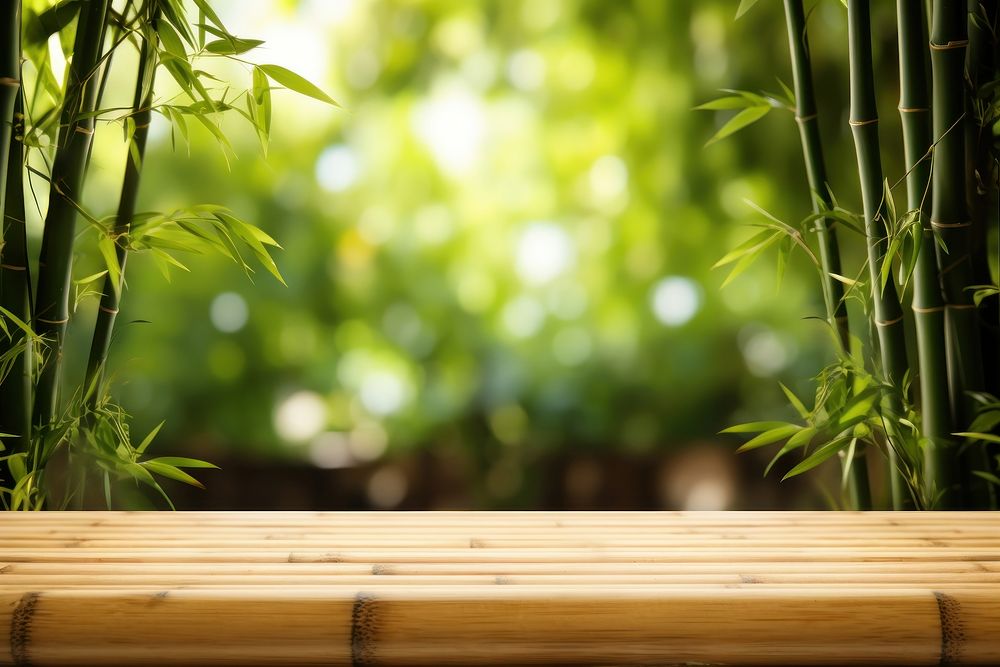 Wooden table top bamboo forest | Free Photo - rawpixel