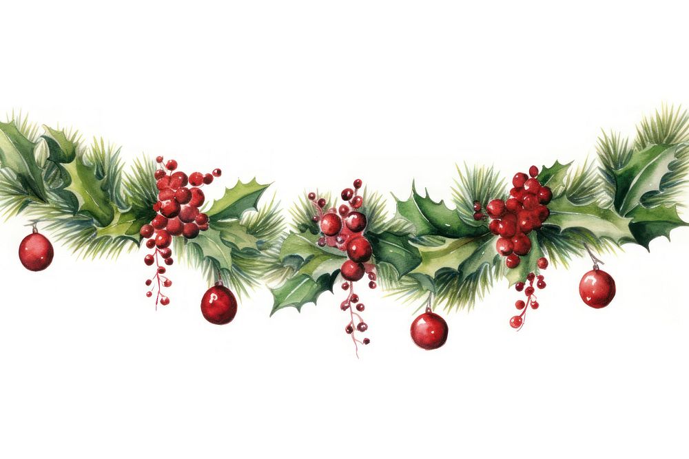 Christmas garland decoration cherry plant. | Premium Photo Illustration ...