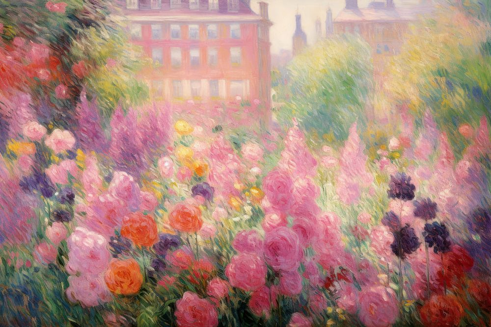 Flower garden painting outdoors nature. | Premium Photo Illustration ...