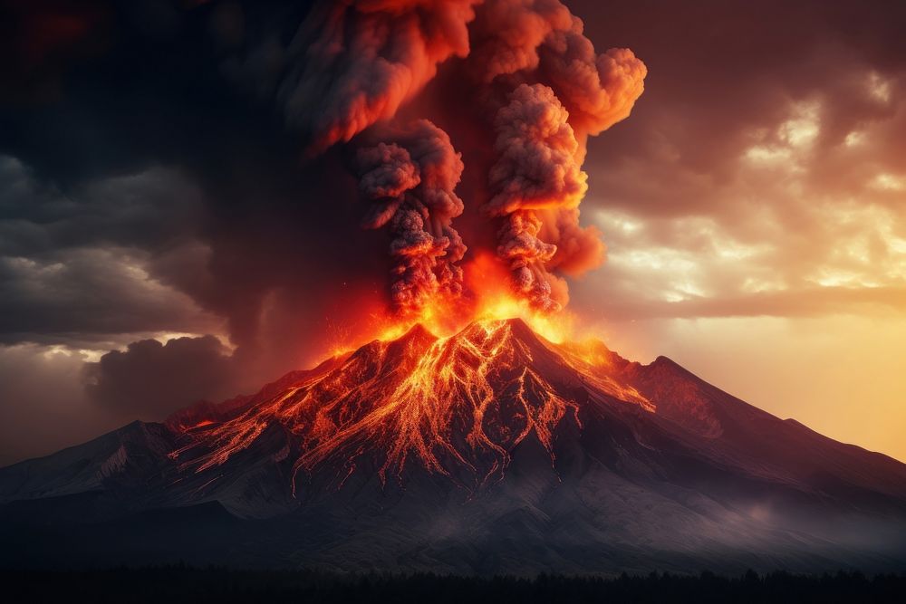 Erupting volcano nature mountain outdoors. | Free Photo - rawpixel