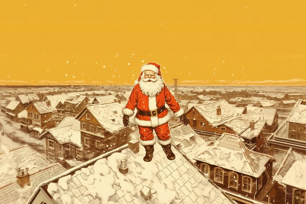 Santa claus christmas winter roof. | Premium Photo Illustration - rawpixel