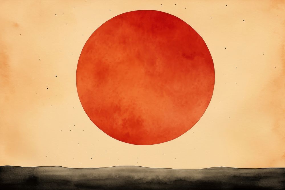 Vintage painting big red moon | Free Photo Illustration - rawpixel