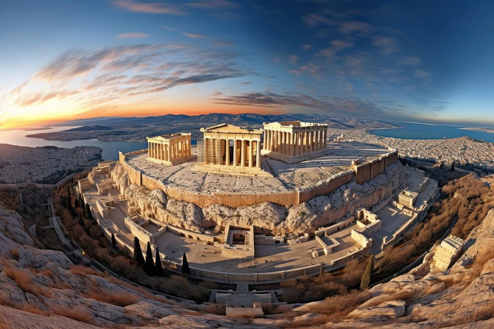 Acropolis architecture building temple. AI | Free Photo - rawpixel