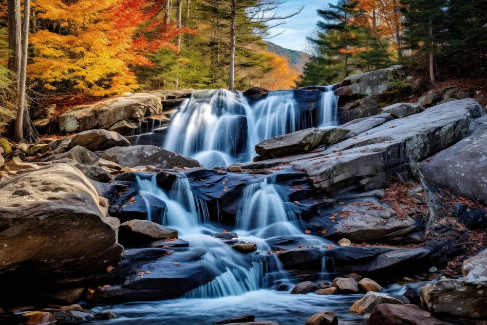 Fall season waterfall landscape outdoors. | Premium Photo - rawpixel