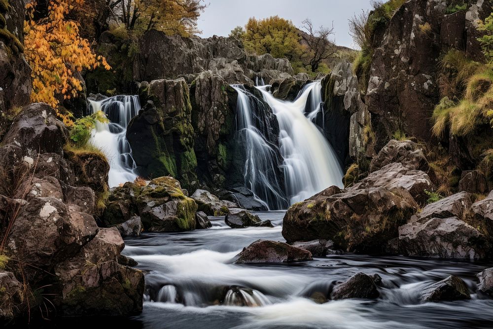 Fall season waterfall landscape outdoors. | Premium Photo - rawpixel