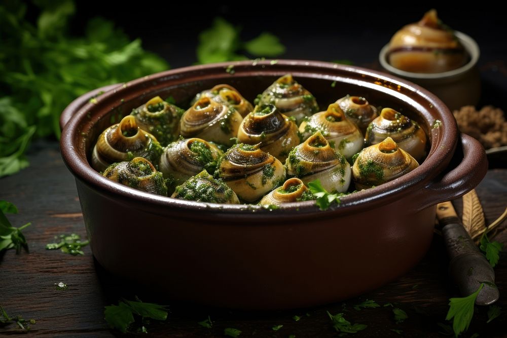 Escargots dish food vegetable freshness. | Free Photo - rawpixel