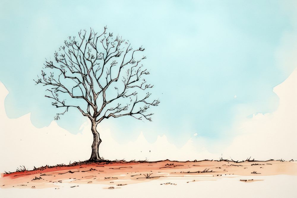 Tree sketch landscape outdoors. | Free Photo Illustration - rawpixel