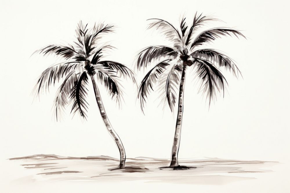 Coconut trees drawing coconut sketch. | Premium Photo Illustration ...