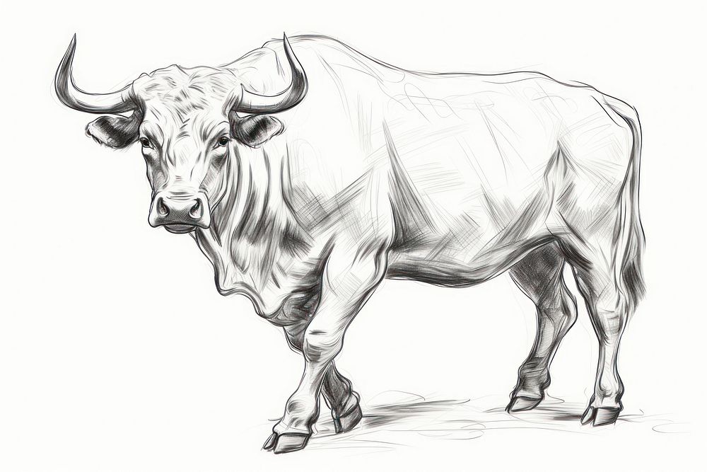 Bull drawing livestock cattle. AI | Free Photo Illustration - rawpixel