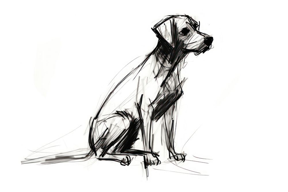 Blind contour drawing art dog | Free Photo Illustration - rawpixel