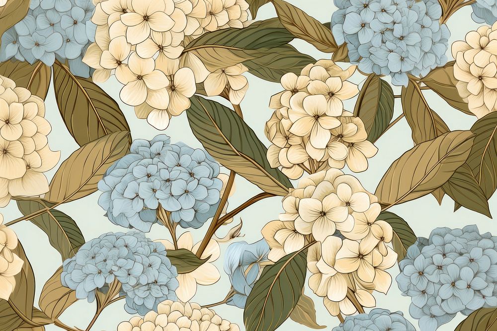 Hydrangea flower art wallpaper pattern. | Free Photo Illustration ...
